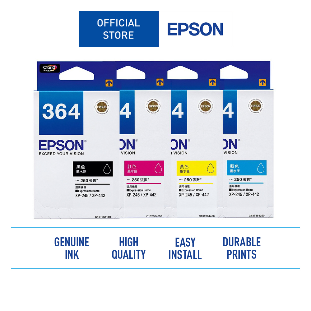 Epson T364 ink cartridge for XP-245, XP-442 (Black/Cyan/Magenta/Yellow ...