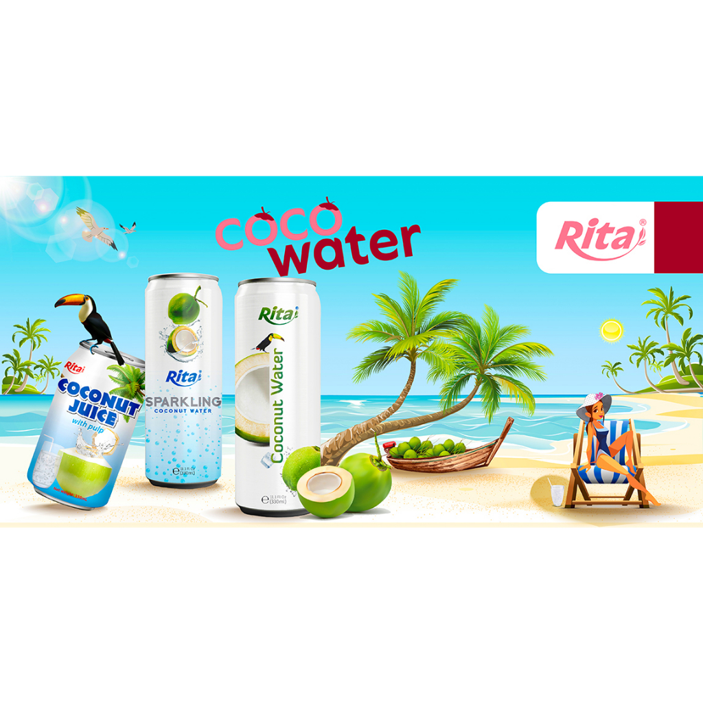 Rita Coconut Water Drink / Original / Sparkling / With Pulp 330ML x 24 Cans | Shopee Singapore