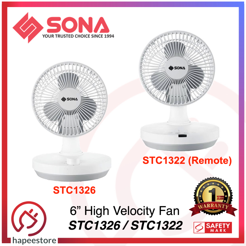 Sona 6 Inch High Velocity Fan - STC 1322 (Remote) / STC 1326 (Non ...