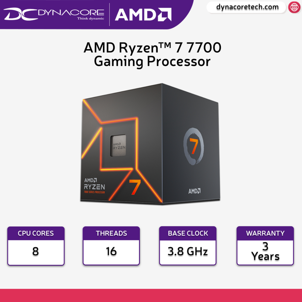AMD Ryzen 7 7700 8 Cores / 16 Threads 65 Watts 40MB Cache Gaming ...