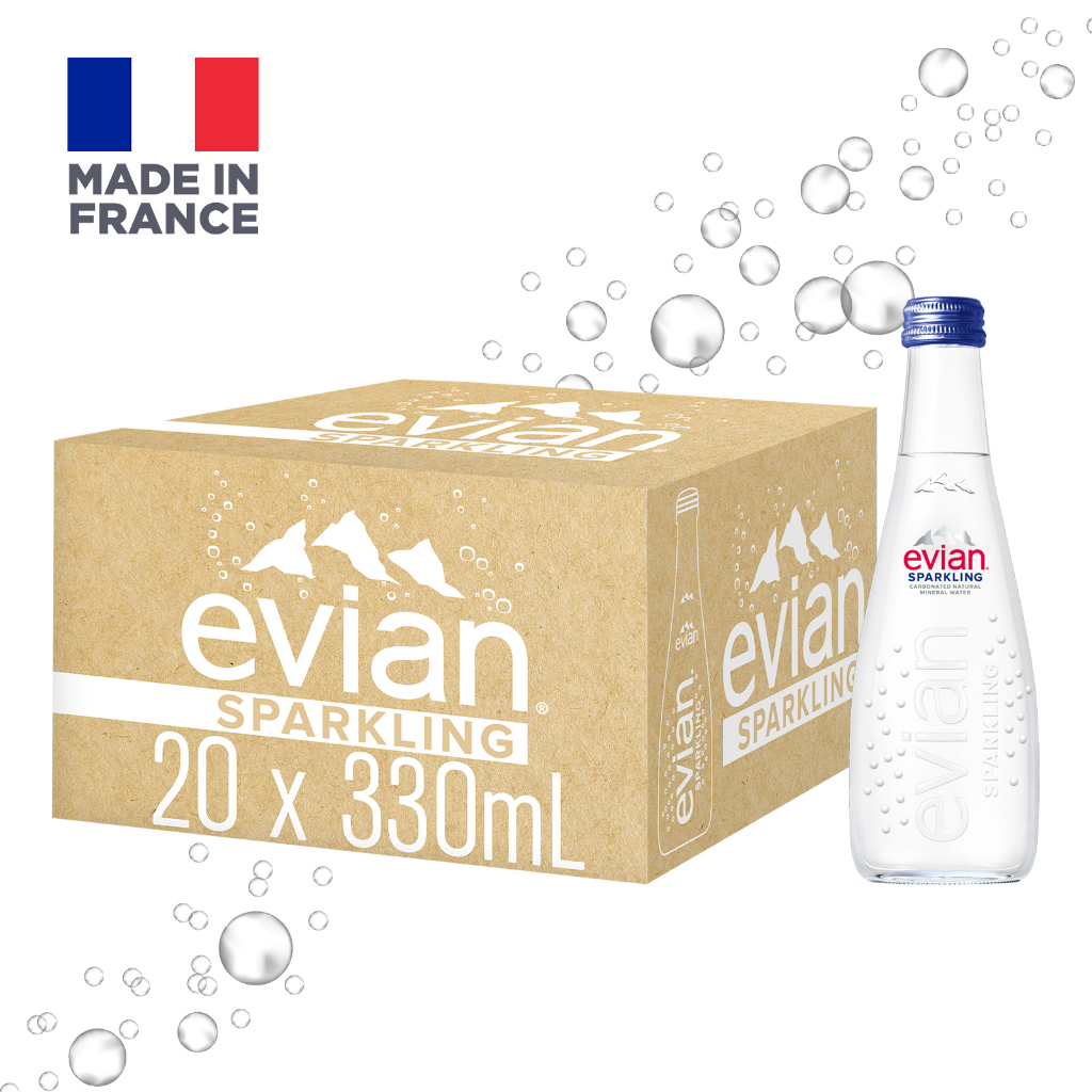 [1 Carton] Evian Sparkling Natural Mineral Water Glass (20x330ml) | Shopee Singapore