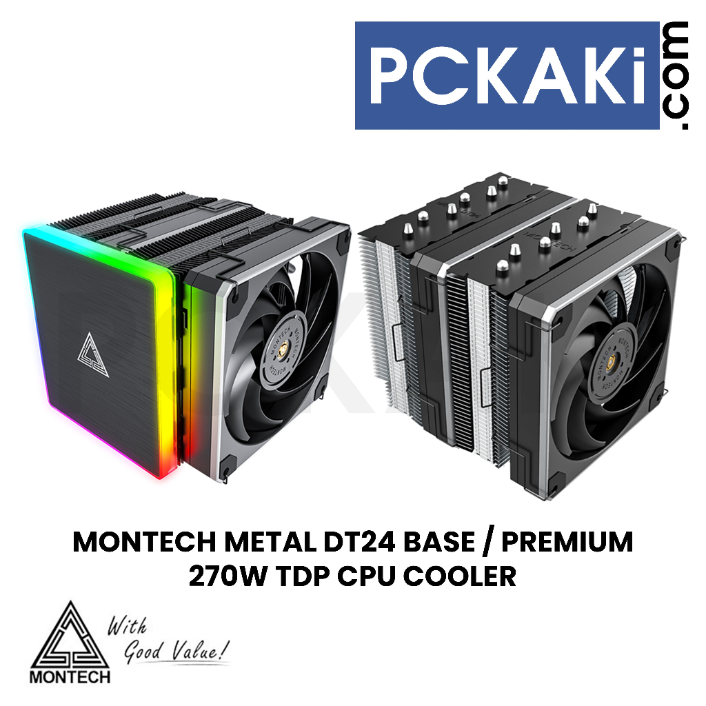 MONTECH METAL DT24 BASE / PREMIUM ARGB 270W TDP DUAL TOWER FAN CPU ...