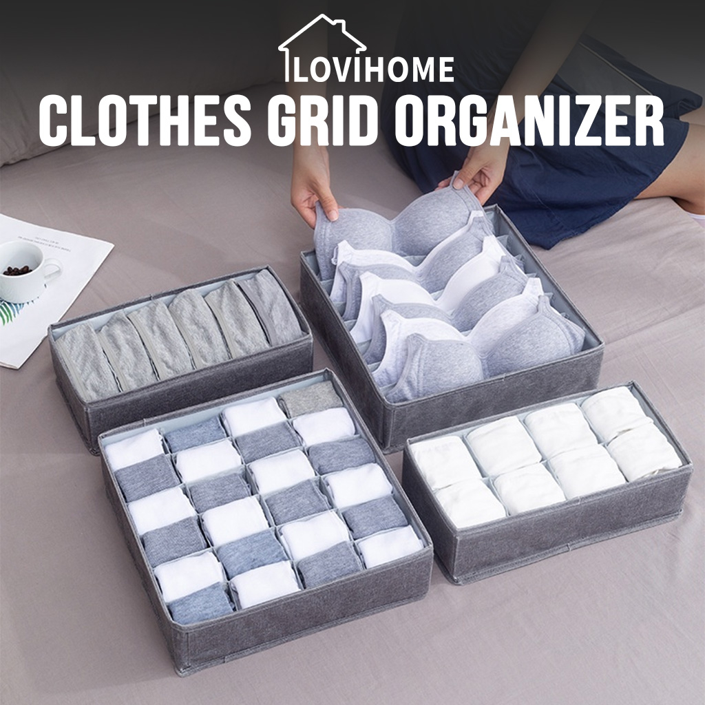 New 6/7/8/24 Grid Clothes Organizer Wardrobe Storage Box Container ...