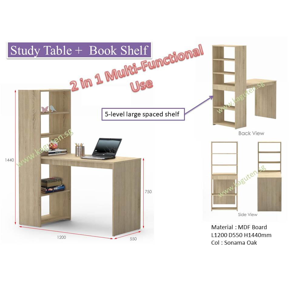 Study Table with book shelf Multi-Functional Study Table + Book Shelf ...