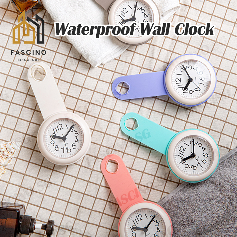 【SG】Waterproof Wall Clock for Bathroom Kitchen Small Silent Hanging ...