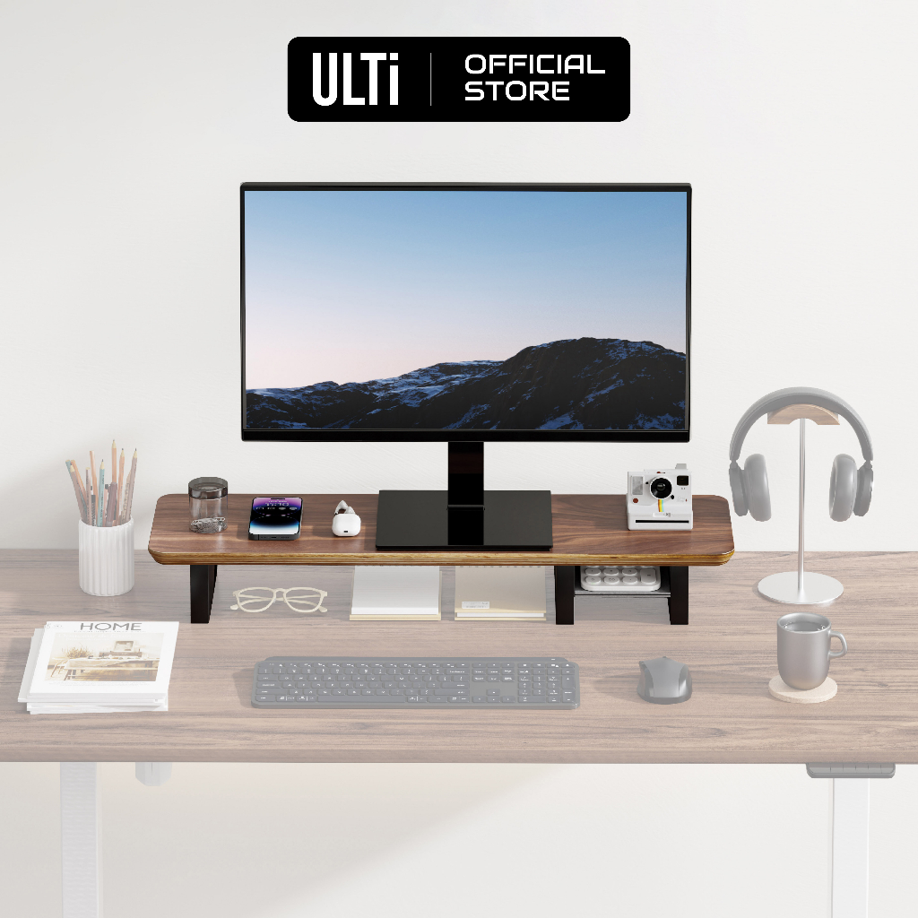 ULTi Walnut Desk Shelf System - Premium Plywood with Wool Felt Material ...