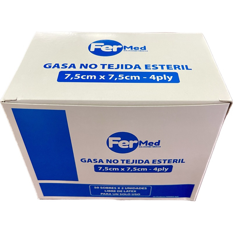 FerMed Non-Woven Sterile Gauze Swab 7.5cm X 7.5cm - 4Ply or 5cmx5cm ...