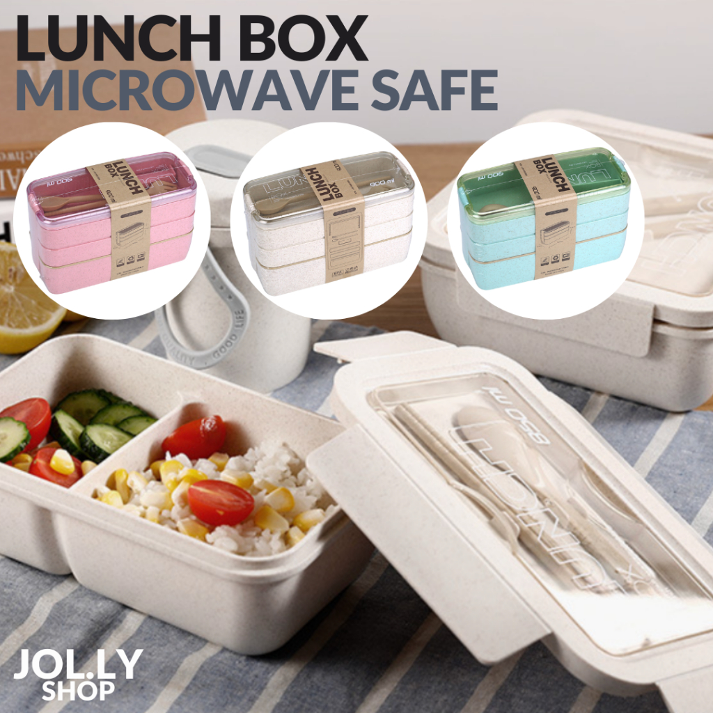 Wheat Straw Lunch Box 3 Tier 3 Layer Bento Box Soup Cup 900ml 1100ml ...