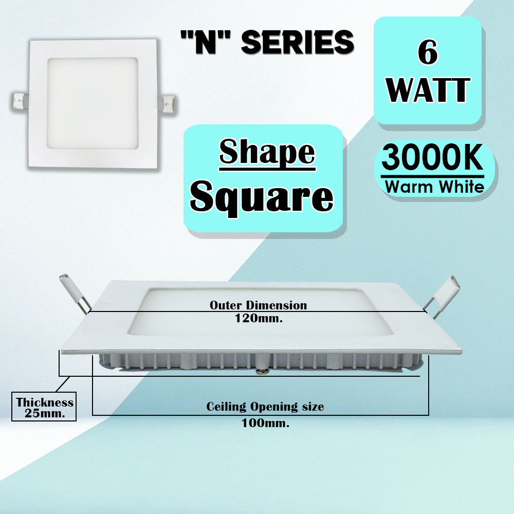 LED Downlight Recess Panel Round & Square 6W / 9W / 12W / 18W / 24W ...