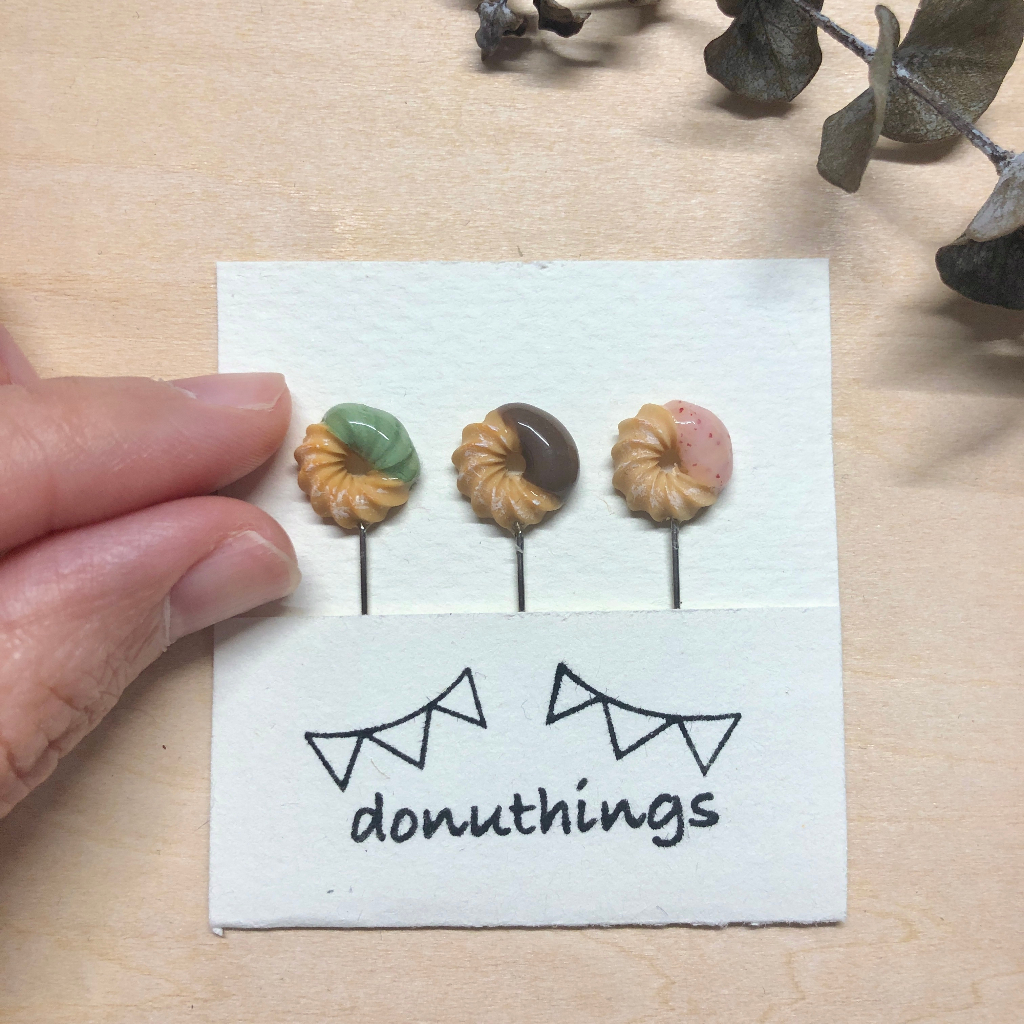 [SG Handmade] Hijab Pins Donut Design 3 in a Set (Matcha, Chocolate ...