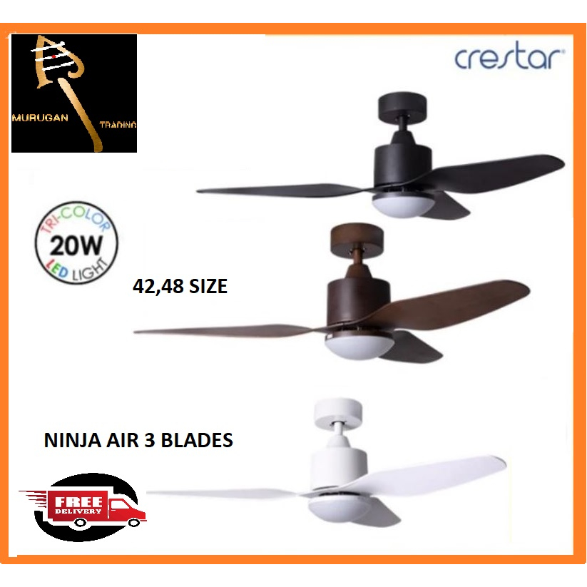 Crestar Ceiling Fan Ninja Air 42/48 inch 20W LED 3-Tone Light Kit Touch ...