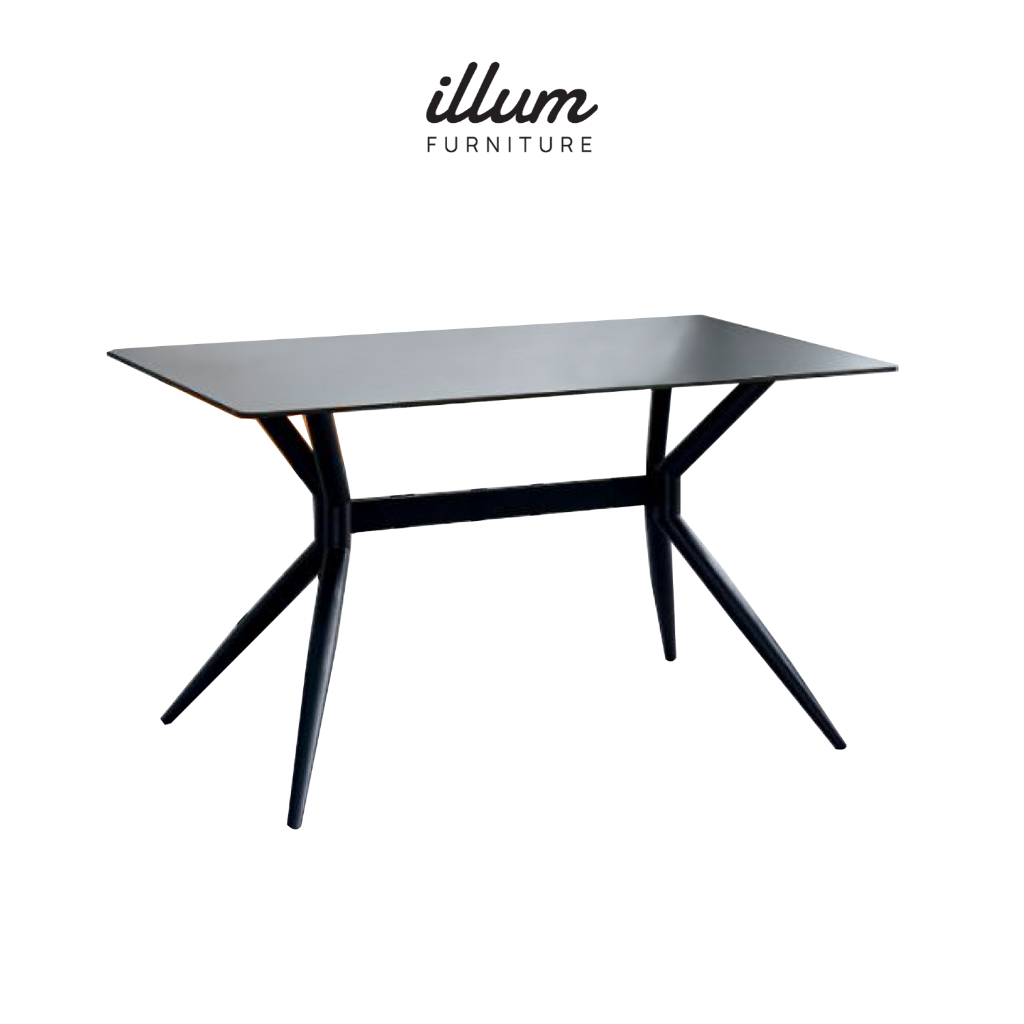 illum Pedro Dining Table Black Powder Coated Steel Legs Modern Design | Shopee Singapore