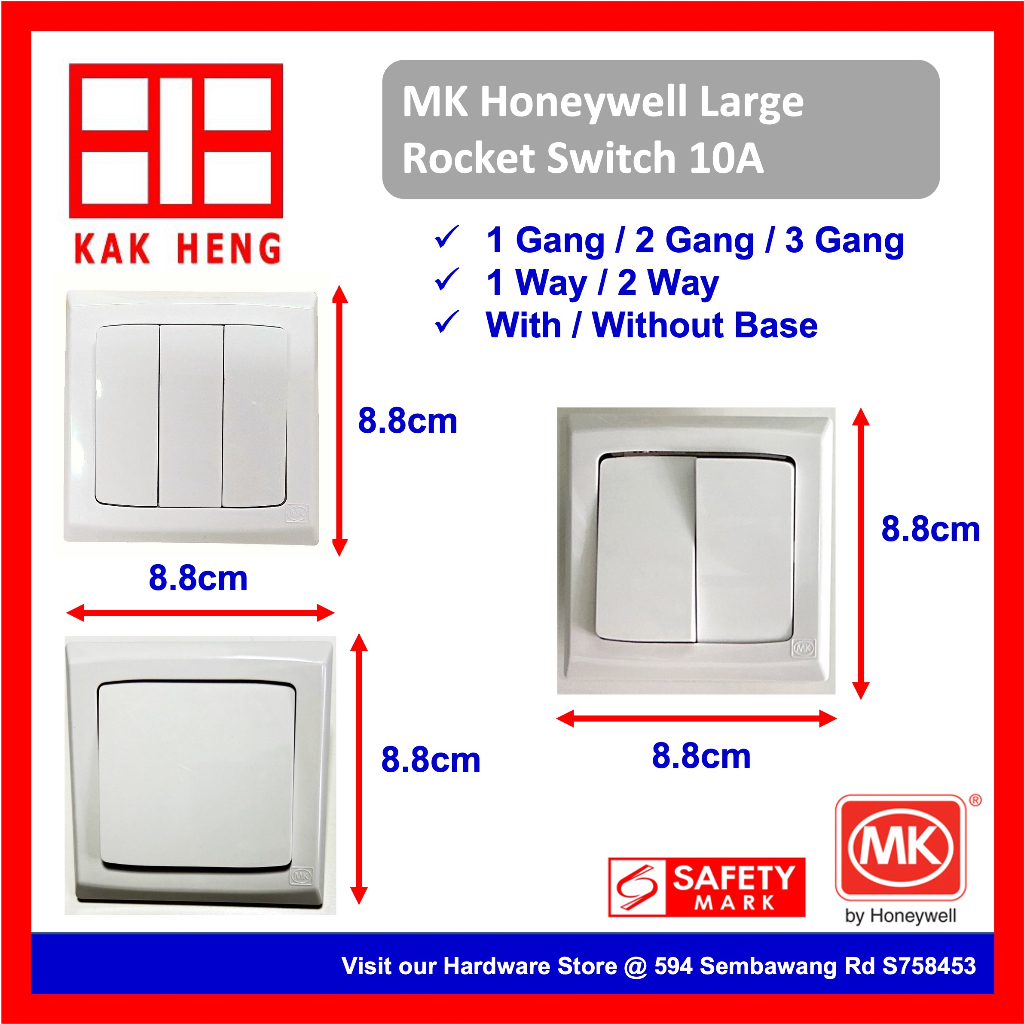 MK Honeywell 10A Large Rocket Electric Socket Slimline Plus Switch 1 ...