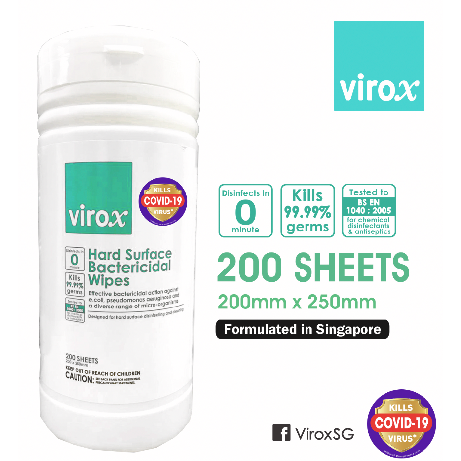 [Virox] Hard-Surface Bactericidal Wipes 200 Sheets | Ideal For All ...