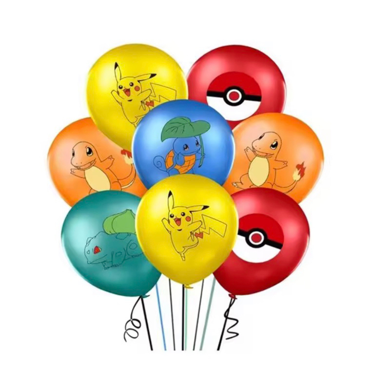 [SG Seller] 10pcs Pokemon Latex Balloons Mixed Cartoon Balloon Pokeball ...