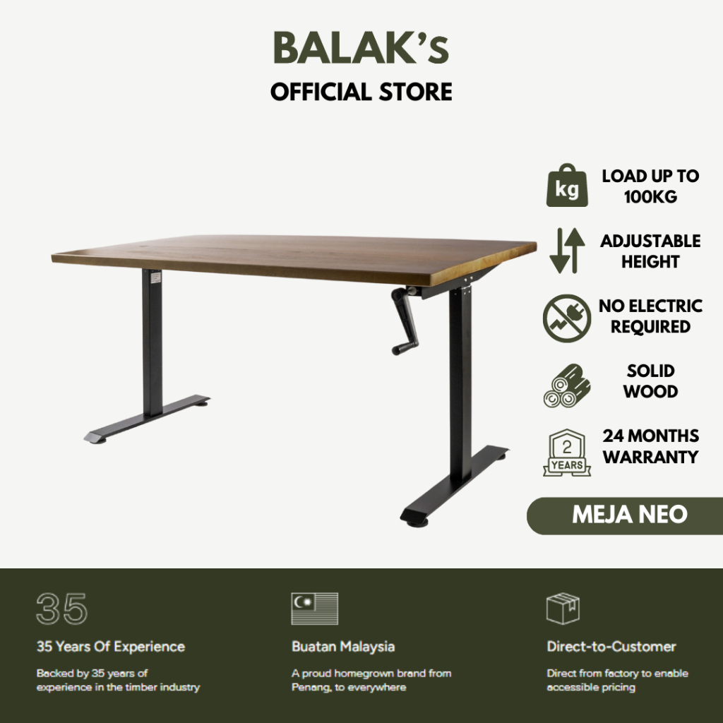 BALAK's Meja Neo |Adjustable Desk | Hand Crank Ergonomic Standing Table ...