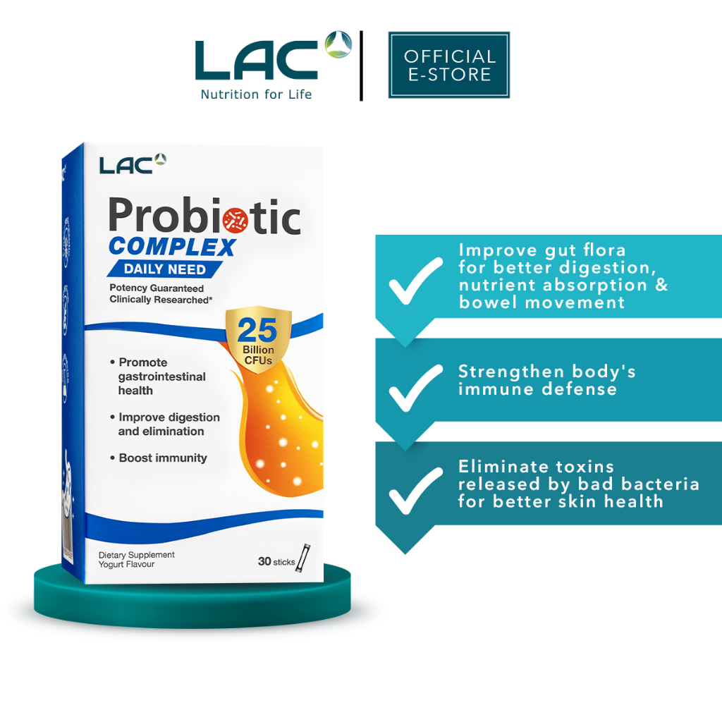 [LAC PROBIOTIC] Probiotic Complex 25 Billion CFU - Daily Support (30 ...