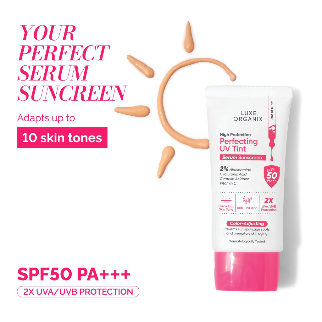 [VVB] LUXE ORGANIX PH HIGH PROTECTION PERFECTING UV TINT SERUM SUNSCREEN SPF 50 PA + 40G ...