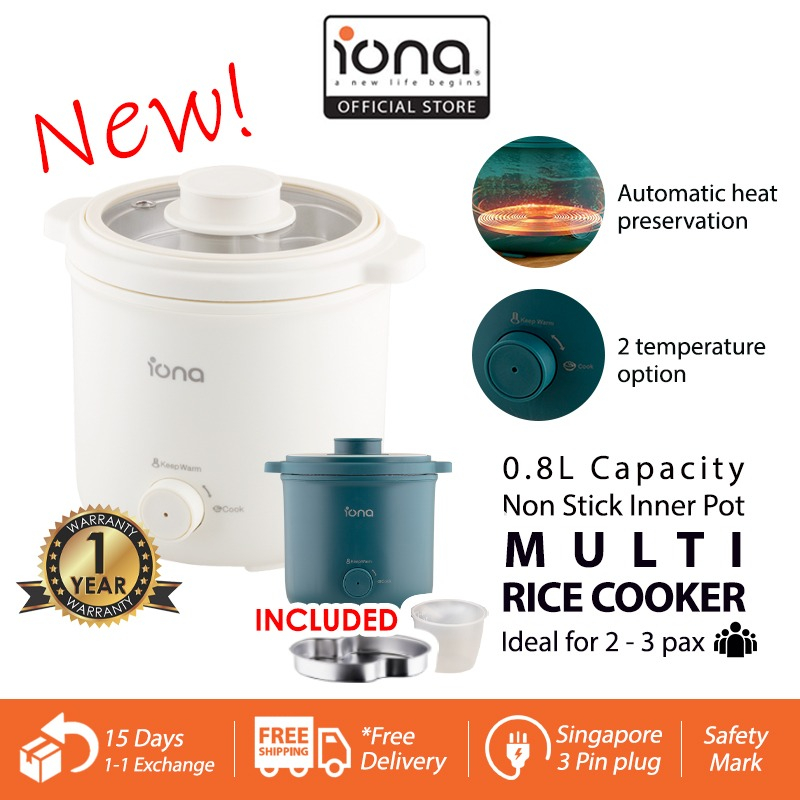 IONA 0.8L Mini Multi Rice Cooker Household 2 People with Non Stick Pot ...