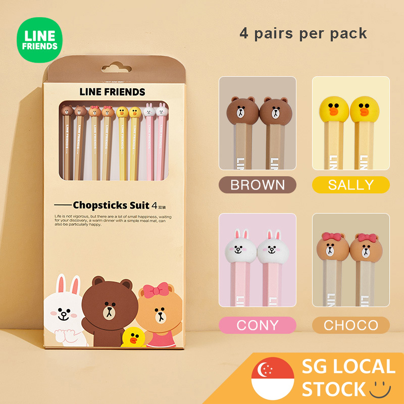 Line Friends Chopsticks Brown Cony Sally Choco | Shopee Singapore