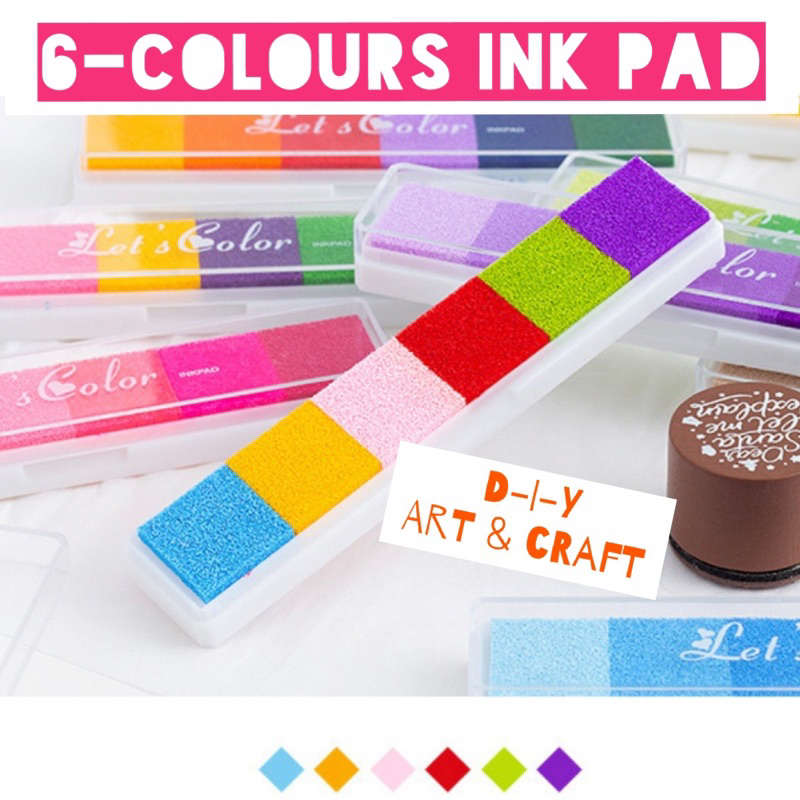 6 colours ink pad rubber stamp ink pad children day | Shopee Singapore