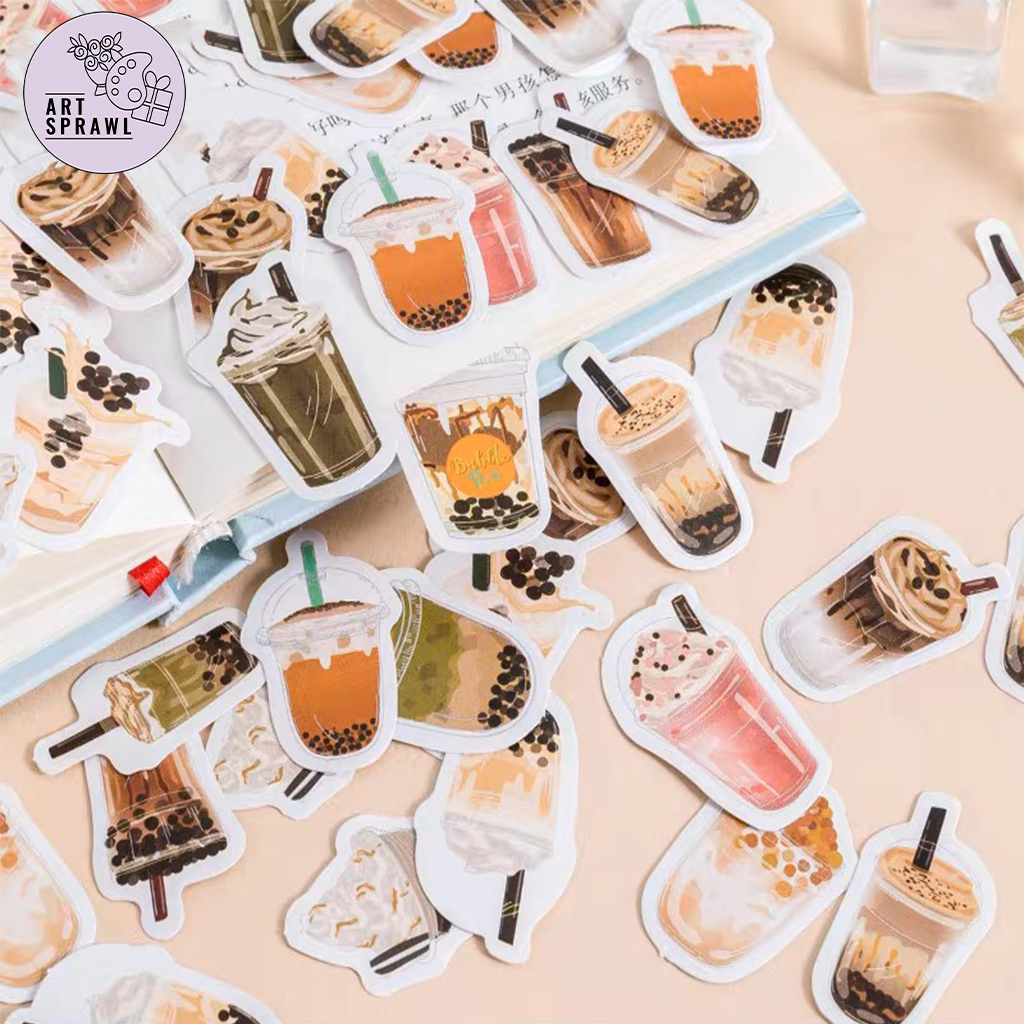 45 / 46 Pcs Bubble Tea Boba Milk Retro Travel European Drink Soft Warm ...