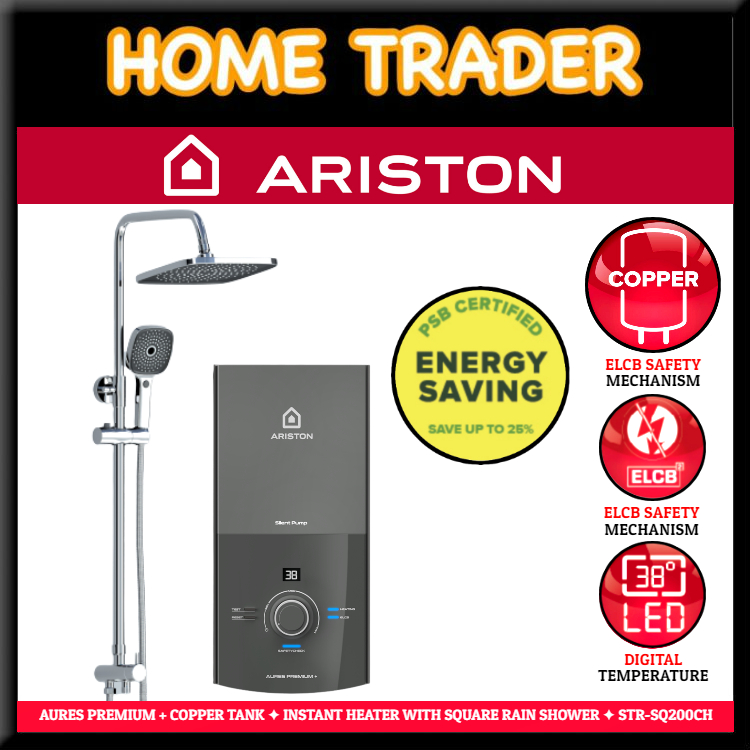 ARISTON ELECTIC INSTANT WATER HEATER WITH SQUARE RAIN SHOWER AURES ...