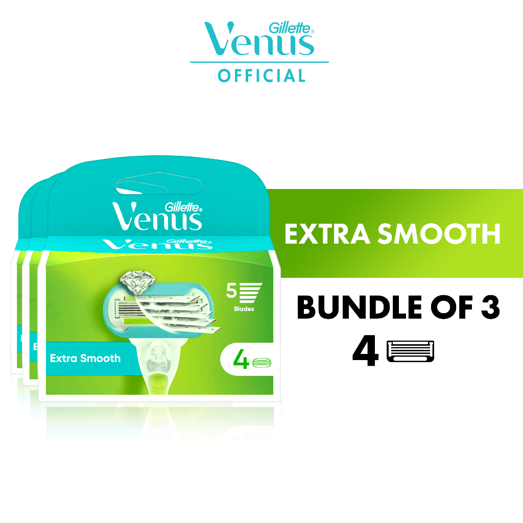 [Bundle of 3] Gillette Venus Extra Smooth 4 Razor Blade Refills ...