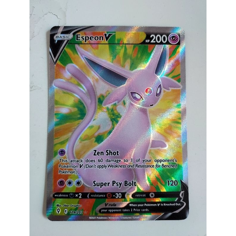 Espeon Ex Card Pokemon Espeon V Full Art Evolving Skies Card | Shopee
