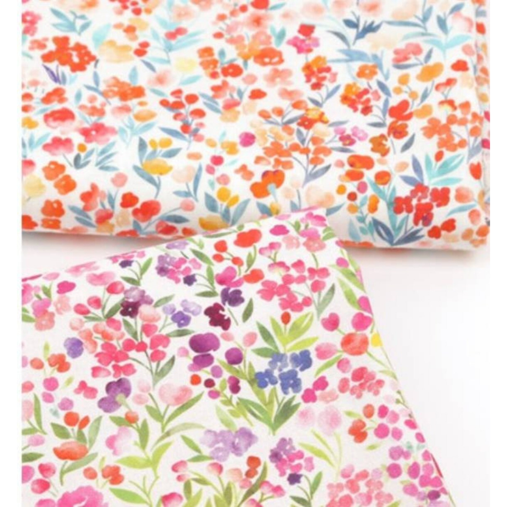 Watercolor Flowers Patterned Fabric made in Korea by Half Yard DTP ...