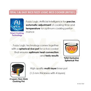 Tefal 1.8L Easy Rice Fuzzy Logic Rice Cooker [RK7321] | Shopee Singapore