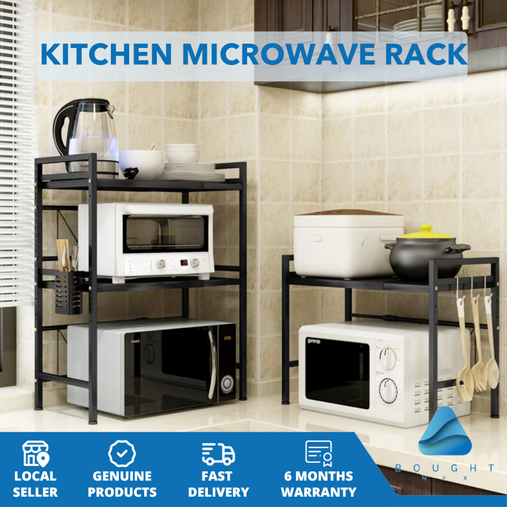 Kitchen Microwave Oven Storage Rack - One or Two Layer Table Top Shelf ...