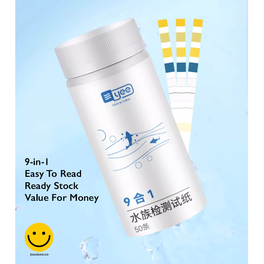 Yee Aquarium Fish Tank Test Strip 9in1 Water Quality Test Paper 50pcs ...
