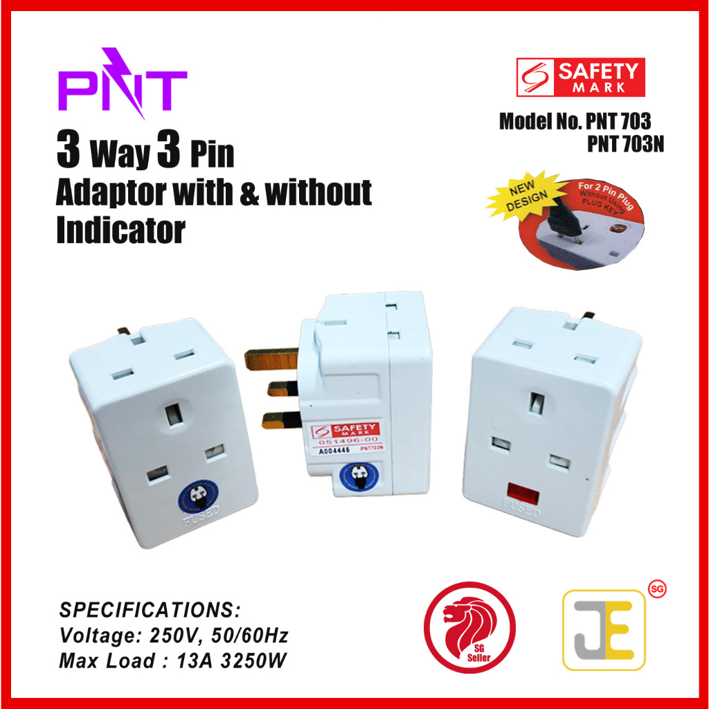 PNT 3 Way 3 Pin Adaptor with & without Indicator | Shopee Singapore