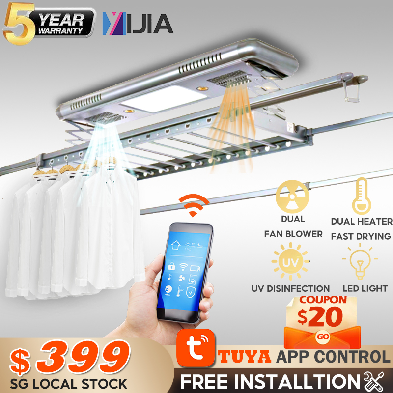 YIJIA Automated Laundry Rack Tuya-app WIFI Control Electric Ceiling ...