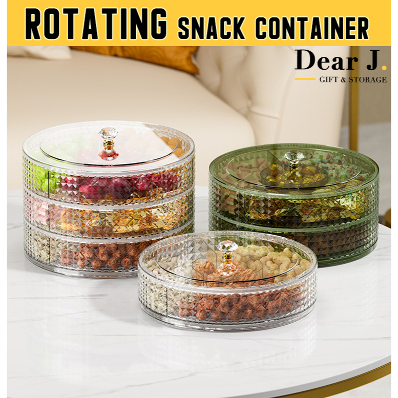 360degree Rotating Snacks Container Diamond Knob (Dear J) | Shopee ...