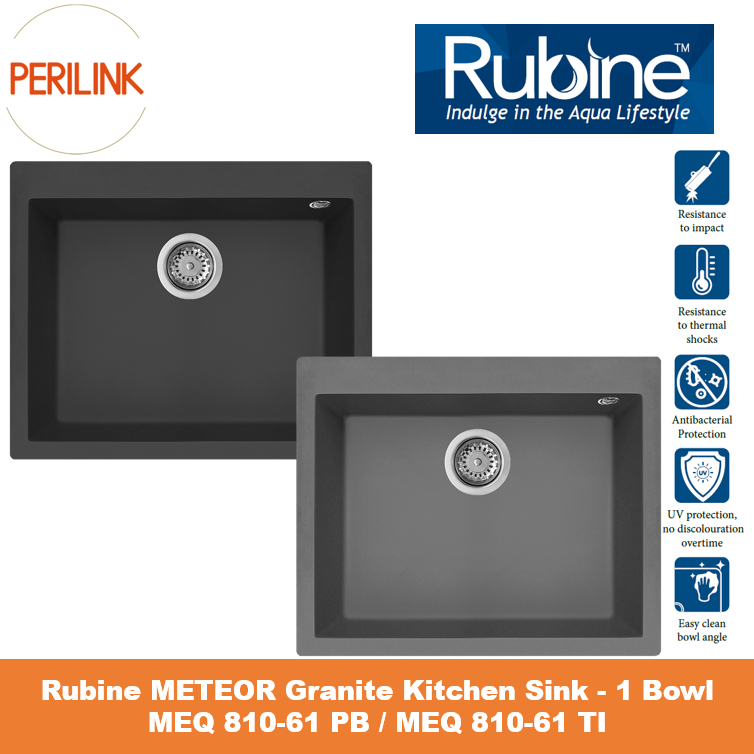Rubine METEOR Granite Kitchen Sink - 1 Bowl MEQ 810-61 PB / MEQ 810-61 ...
