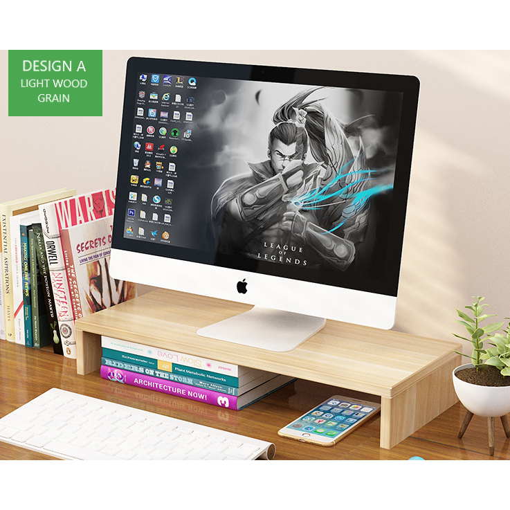 Wooden Monitor Stand with Storage Rack | Shopee Singapore