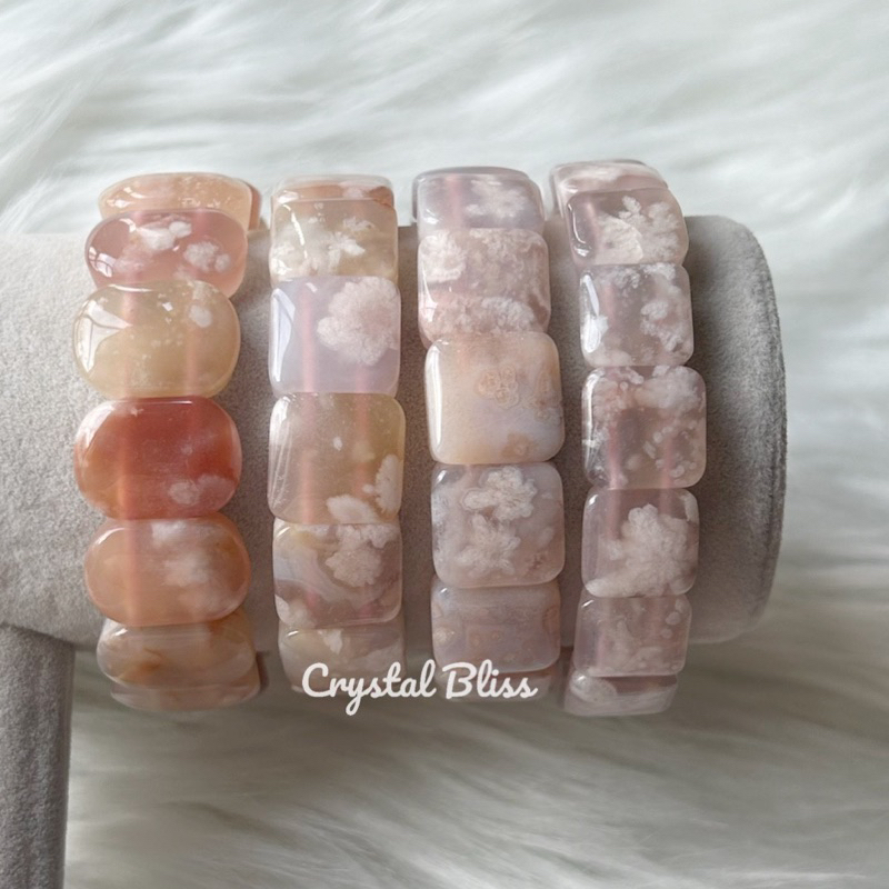 [CRYSTAL BLISS] Sakura Agate Block Shou Pai (Bracelet / Bangle ...
