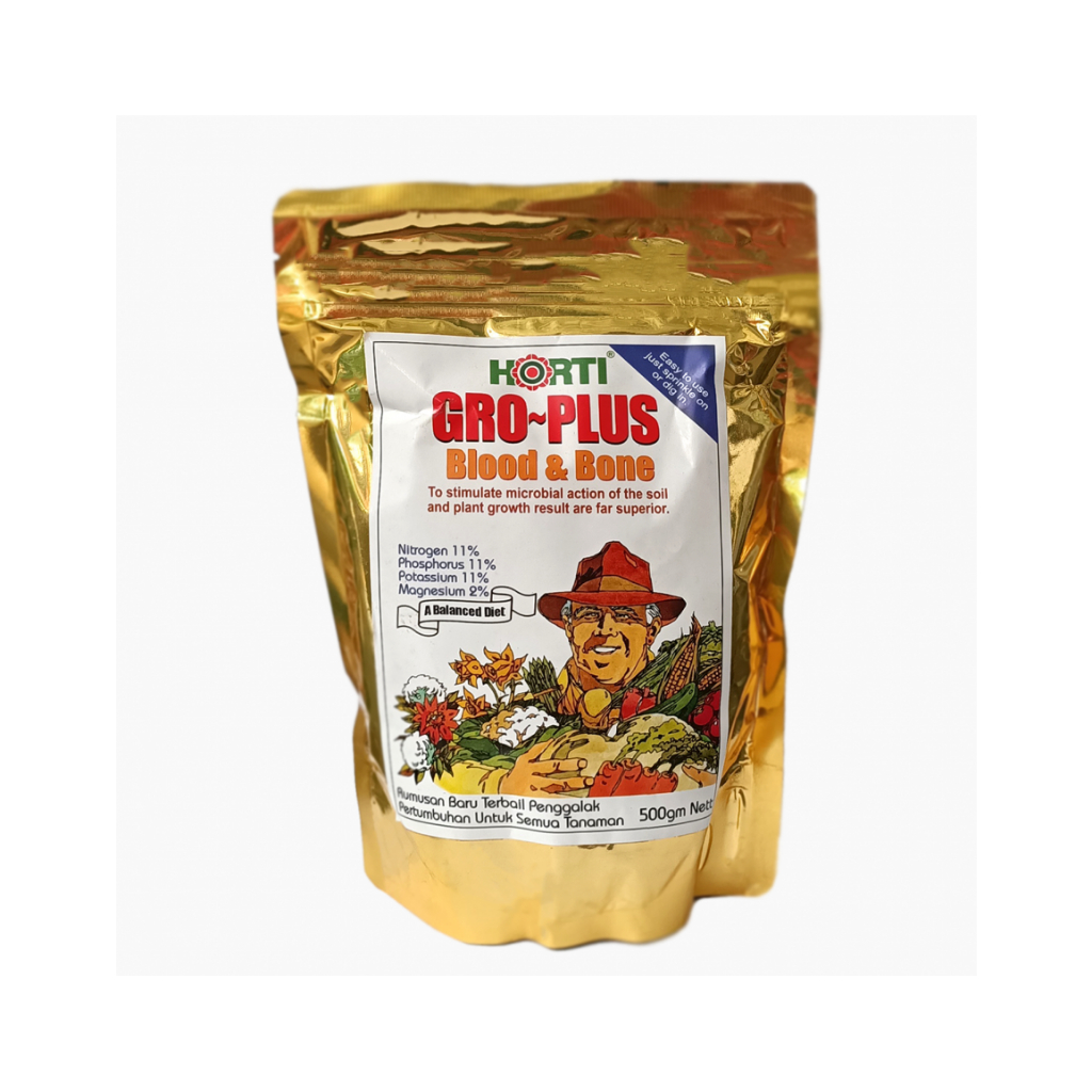 GRO-PLUS Blood & Bone Meal Plant Food By HORTI (11:11:11) 500gm ...