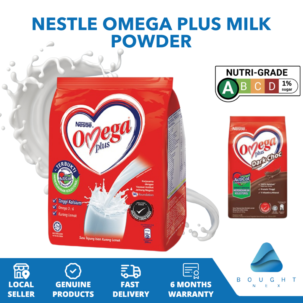 NESTLE Omega Plus Acticol Milk Powder 900g -1.1kg - Calcium-Fortified ...