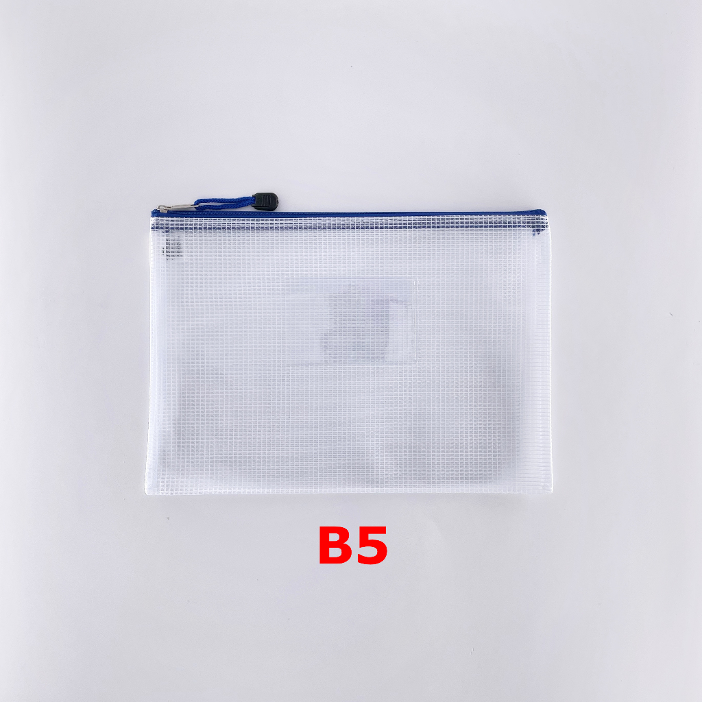 [SG] PVC Mesh Zip Bag w/ Card Slot A3 B4 A4 A5 A5.5 A6 B8 Document ...