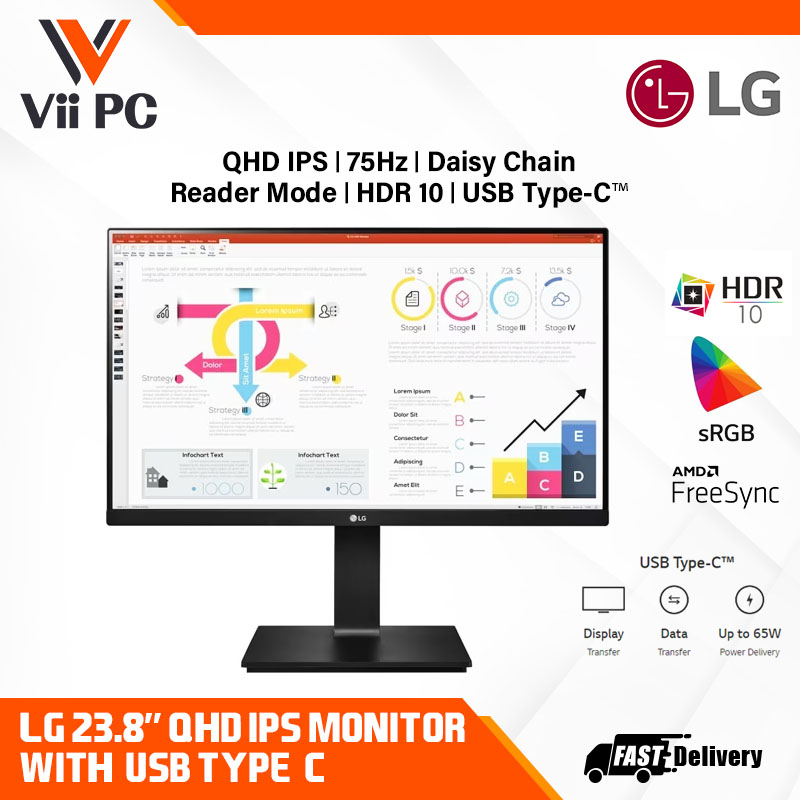 LG 24QP750 / 24QP750-B / 23.8'' QHD IPS Monitor with USB Type-C™B AND ...