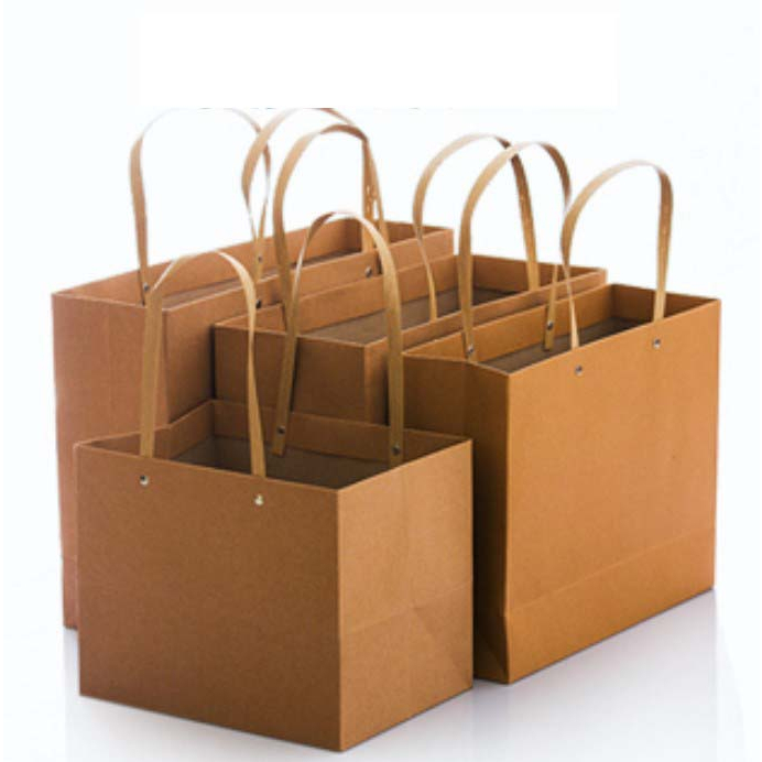 5-10p Kraft Wine Carrier Paper Bag, Square Base Shopping Bag with ...