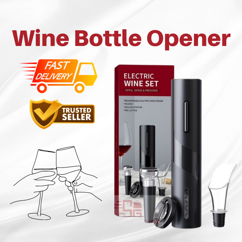 [Full Set] Automatic/Manual Wine Bottle Opener Kit Electric Corkscrew ...
