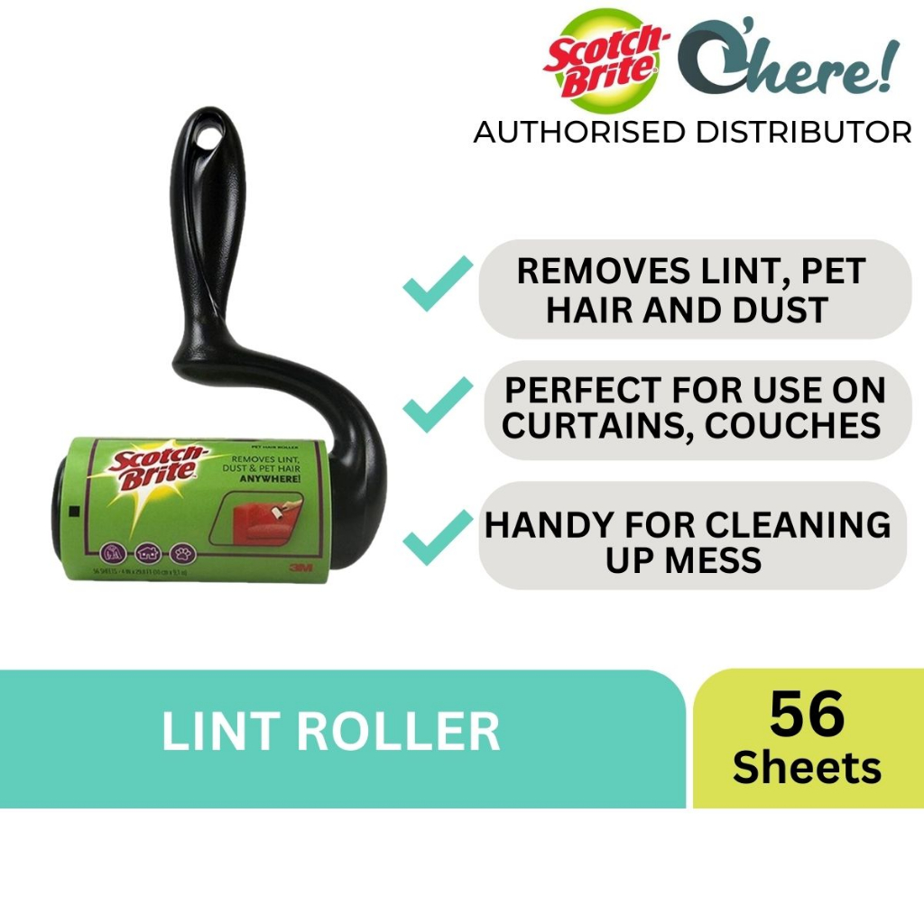 3M Scotchbrite Flat Surface Pet Hair Lint Roller 56 Sheets | Shopee ...