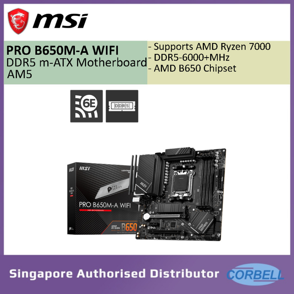 MSI PRO B650M-A wifi ddr5 socket am5 motherboard |ddr5 6000 mhz |ryzen ...