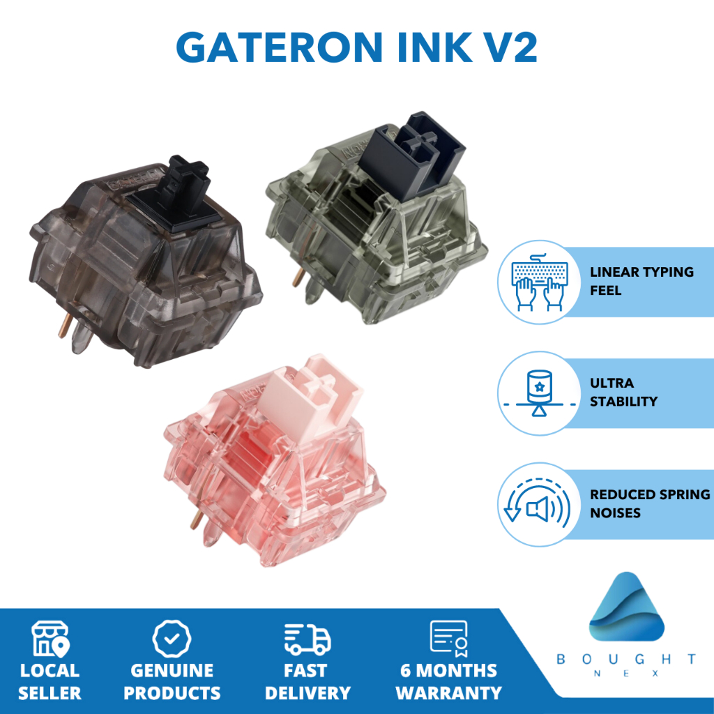 Gateron INK V2 Mechanical Key Switch - MX Type Black Pink Smooth Typing ...
