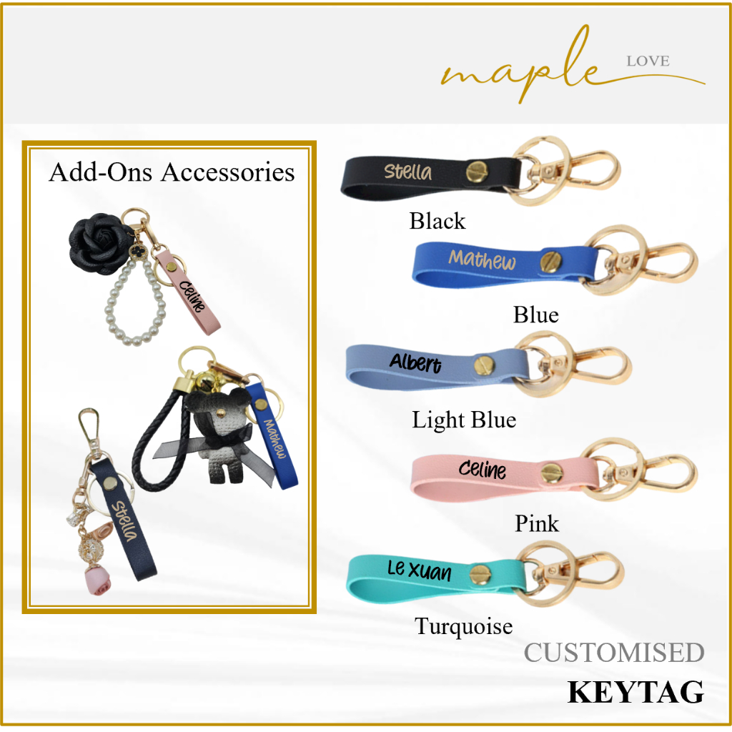 [SG] Customised | Personalised Name PU Leather Rectangle KeyTag ...