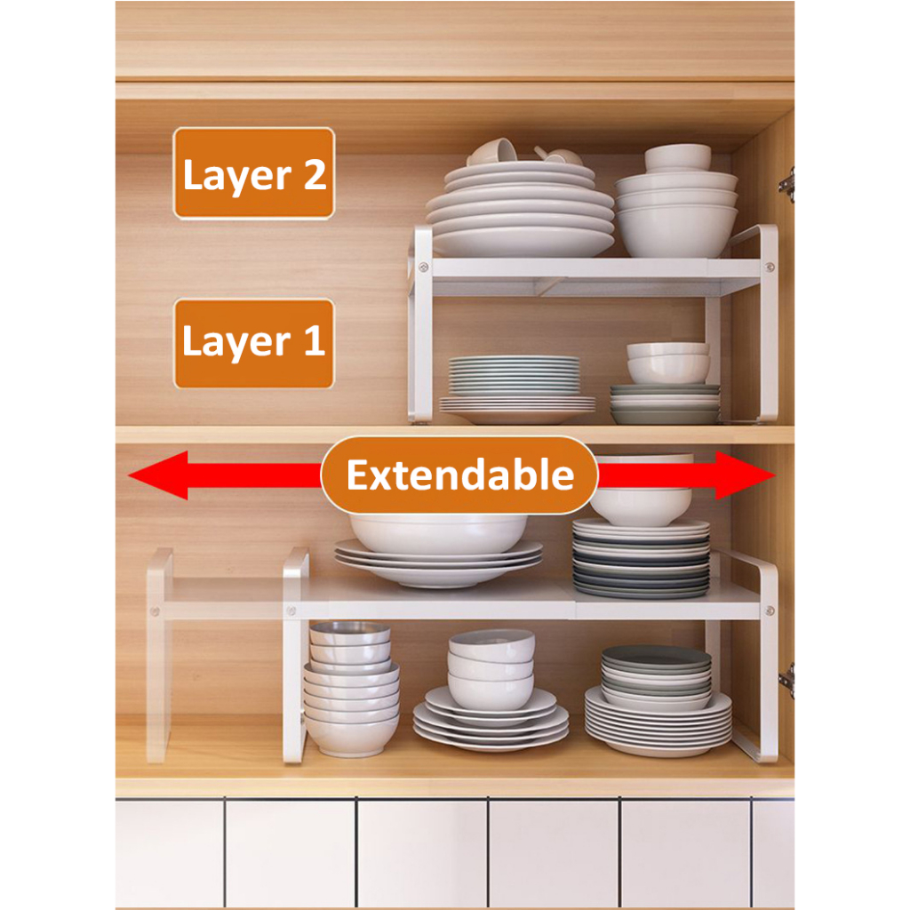 Adjustable Kitchen Cabinet Divider Rack Stand | Organiser Extendable ...